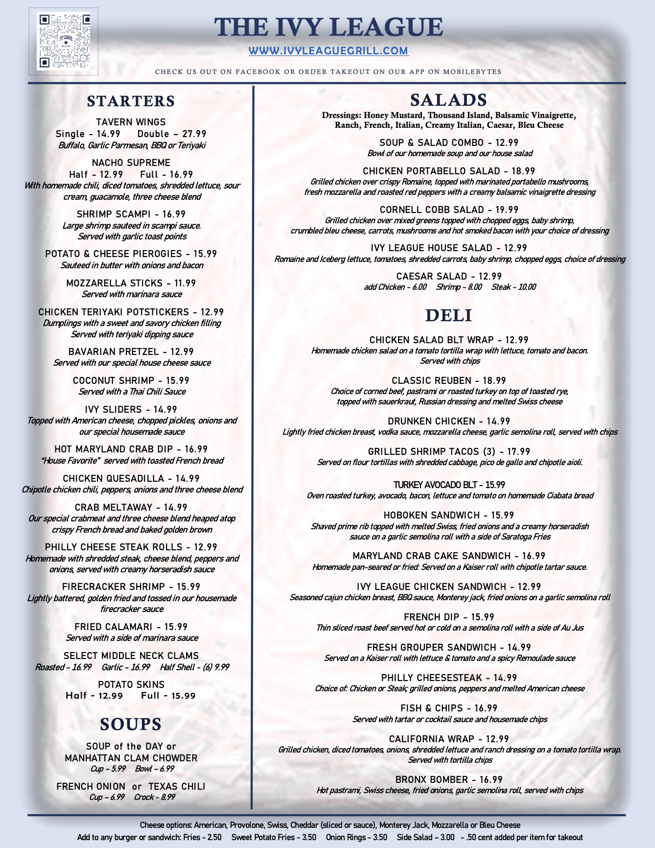 MENU – The Ivy League Bar & Grill
